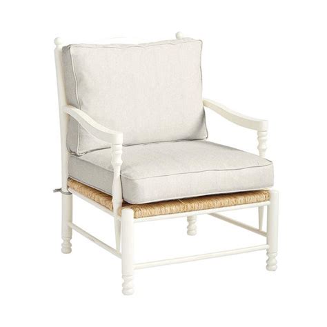 Off White Linen Cushion Wood Lounge Chair