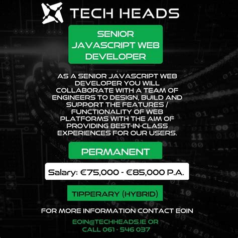 techheads on linkedin senior javascript web developer tech heads ireland