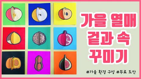 가을 열매 꾸미기 🍅가을 열매의 겉과 속 가을 환경 구성 초등 미술 저학년 미술 유아 미술 노인 미술 가을 미술 무료 도안 Youtube