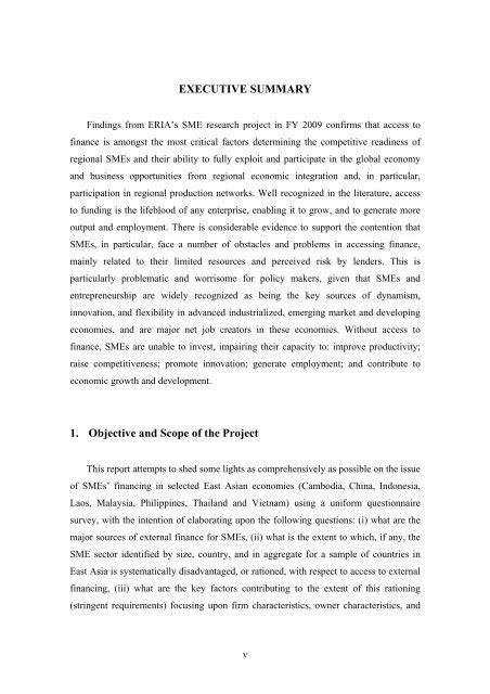 Executive Summary 1 Objective And Scope Of The Project Eria
