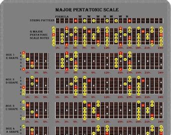 Major Pentatonic Scale For Guitar All Positions Printable Digital Download Etsy