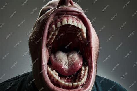 Premium Photo A Man With The Widest Mouth On Earth