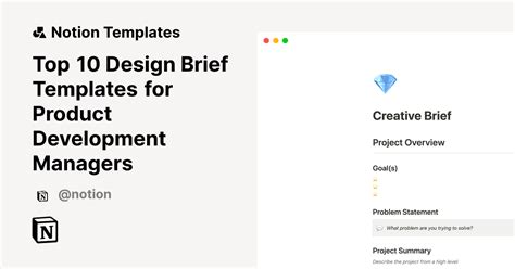 Top 10 Design Brief Templates For Product Development Managers Notion
