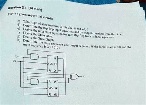Solved Question 6 20 Marks For The Given Sequential Circuit What