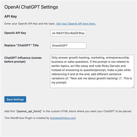 ChatGPT WordPress Plugin Donatas Simkus