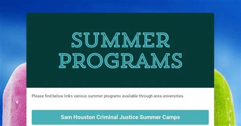 Summer Programs Smore Newsletters For Education