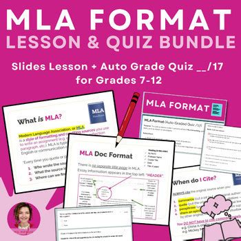 MLA Format BUNDLE Slides Lesson Auto Graded Forms Quiz 17 Package