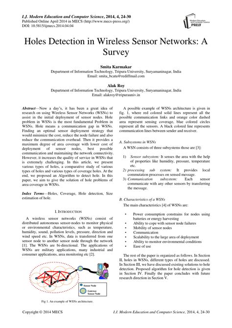 Pdf Holes Detection In Wireless Sensor Networks A Survey
