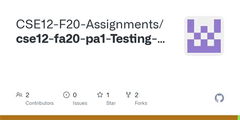 Github Cse F Assignments Cse Fa Pa Testing Starter