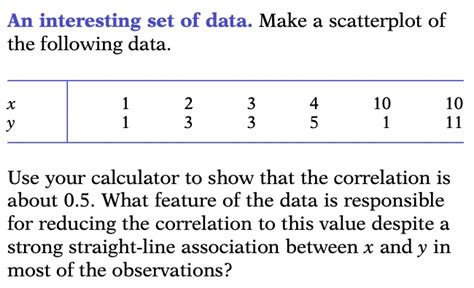 Solved An Interesting Set Of Data Make A Scatterplot Of The Following