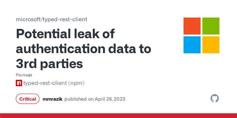 Potential Leak Of Authentication Data To 3rd Parties · Advisory