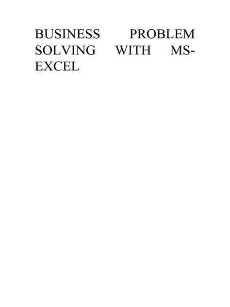Business Problem Solving With Ms Excel Pdf Applied Mathematics