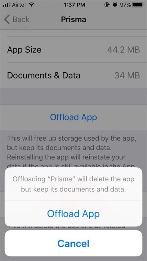 iphone offload app remove what in ios 11 stack overflow
