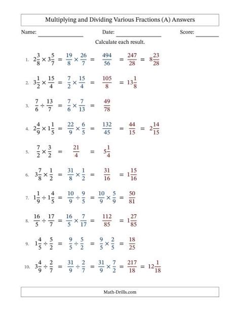 multiplying and dividing proper improper and mixed fractions with some