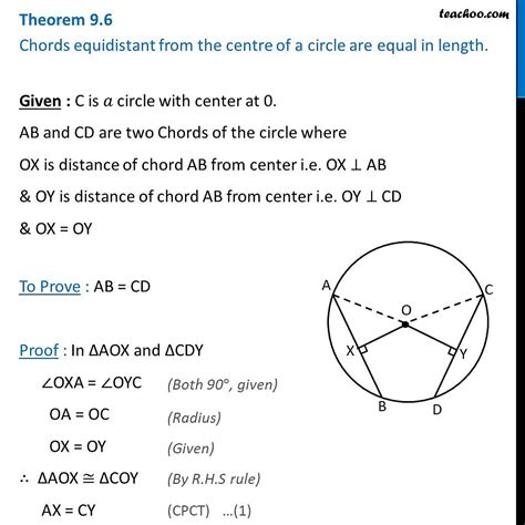 Theorem 96 Chords Equidistant From Centre Of Circle Are Equal Vide