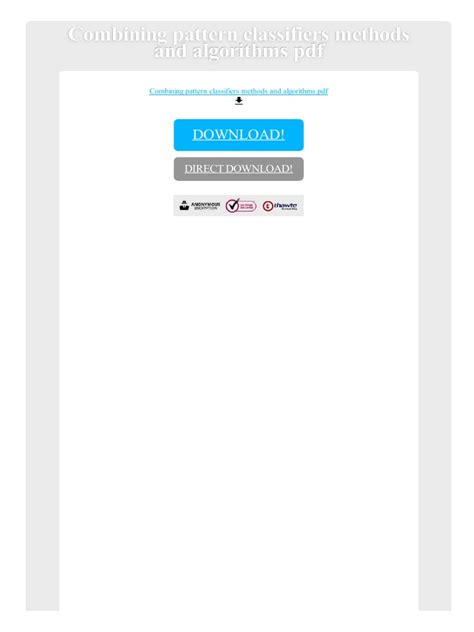 Combining Pattern Classifiers Methods And Algorithms Pdf Pdf