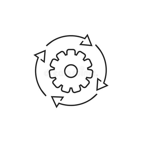 Workflow Process Icon In Flat Style Gear Cog Wheel With Arrows Vector Illustration On White
