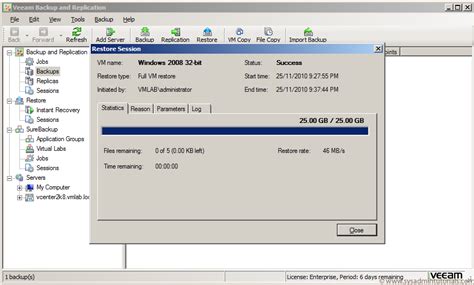 veeam backup and replication virtual machine restore