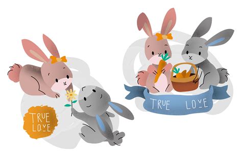 Cute Rabbit Couple In Love Vector Illustration 180393 Vector Art At