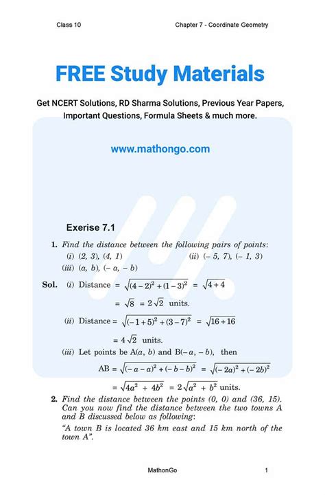 Ncert Solutions For Class 10 Maths Chapter 7 Exercise 7 1 Mathongo