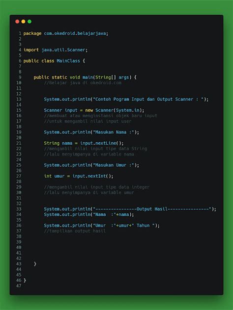 Contoh Aktivitas Input Dan Output Memakai Scanner Di Java Belajar