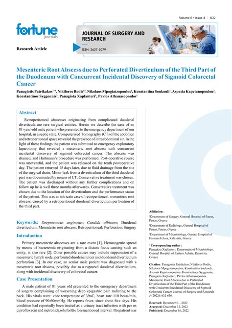 Pdf Mesenteric Root Abscess Due To Perforated Diverticulum Of The