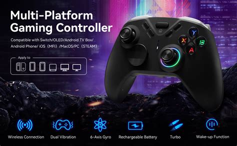 Doyoky Wireless Bluetooth Game Controller Multi Platform Gamepad With Led Backlight