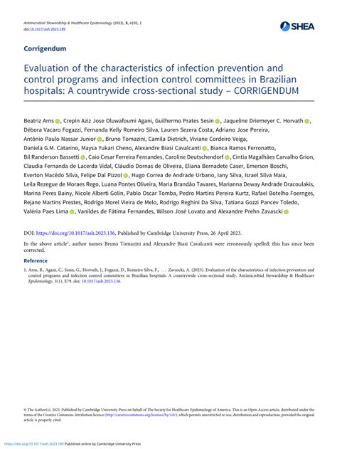 Pdf Evaluation Of The Characteristics Of Infection Prevention And Control Programs And