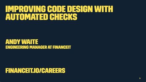 Improving Code Design With Automated Checks Pdf