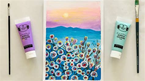 Как Нарисовать Весенний Цветочный Пейзаж Рисуем Вместе Мастер класс Для Взрослых Смотреть