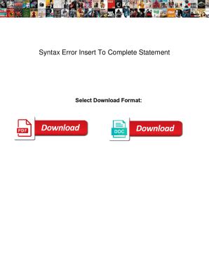 Fillable Online Syntax Error Insert To Complete Statement Syntax Error