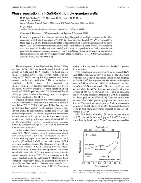 Pdf Phase Separation In Ingangan Multiple Quantum Wells