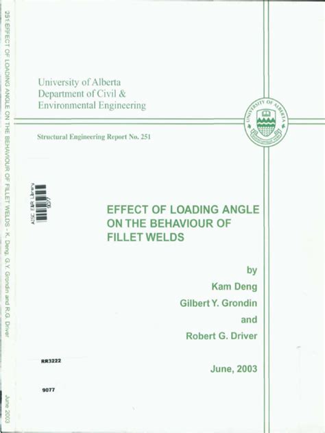 Effect Of Loading Angle On The Behavior Of Fillet Welds Pdf