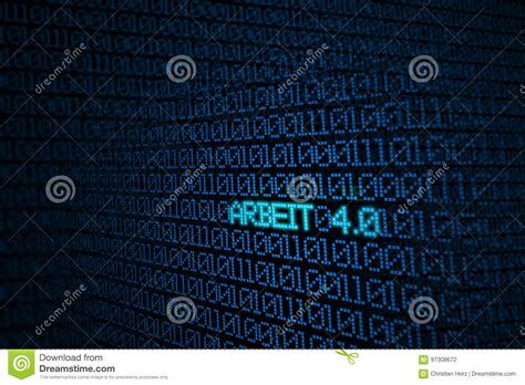 Blue Binary Code On Screen With Word Arbeit 40 Stock Illustration Illustration Of