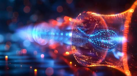 Digital 3d Holographic Speakers Emitting Vibrant Sound Waves With Colorful Light Effects Stock