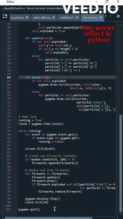 Fireworks Effect Using Python Coding Python Pythonprogramming Youtube