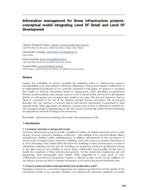 Pdf Information Management For Linear Infrastructure Projects Conceptual Model Integrating