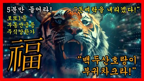 🐯백두산호랑이 부귀차크라🐯💸💰️⚡돈벼락을 내리겠다 💸💰️⚡ 소원성취 로또1등 스피또 2등 부동산 주식 자기긍정 자기암시 명상음악 돈을