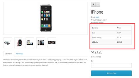 OpenCart Currency Converter For Products