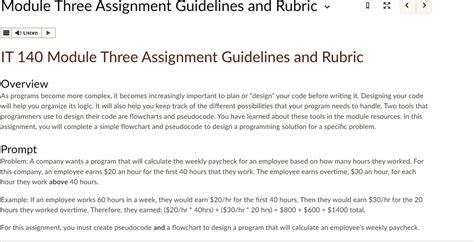 module three assignment guidelines and rubric it 140 module three