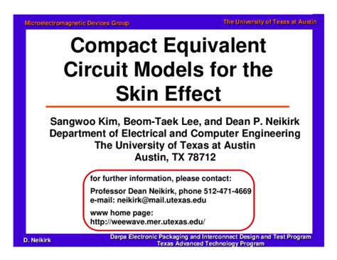 Pdf Compact Equivalent Circuit Model For The Skin Effect