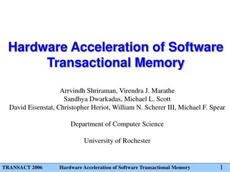 ppt hardware acceleration of software transactional memory powerpoint