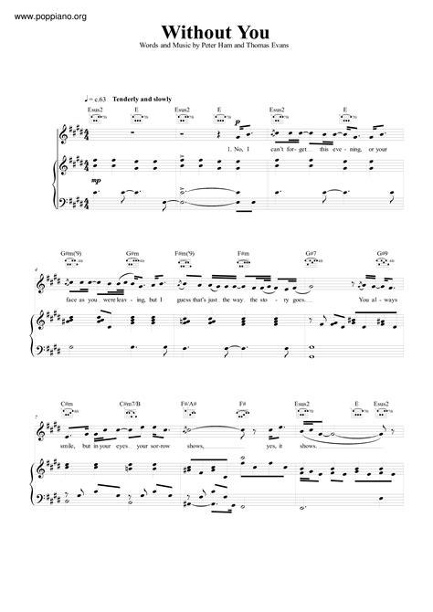 Air Supply Without You 琴谱五线谱pdf 香港流行钢琴协会琴谱下载 ★