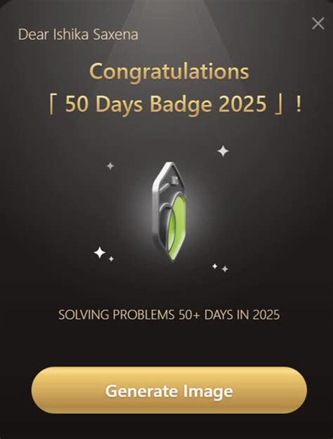 🌟 50 Days Of Leetcode 🌟 Excited To Share That I Have Successfully
