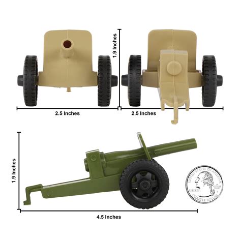 Timmee M3 Artillery Od Green And Tan 4pc Plastic Army Men Cannon Playset