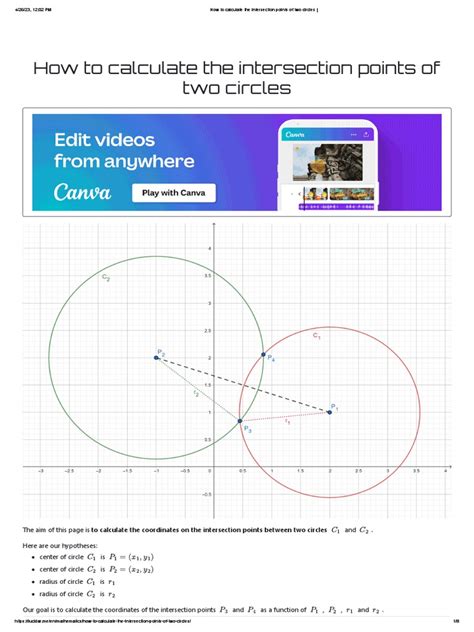 How To Calculate The Intersection Points Of Two Circles Pdf