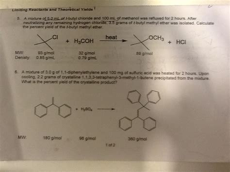 Solved Limiting Reactants And Theoretical Yields A Mixture