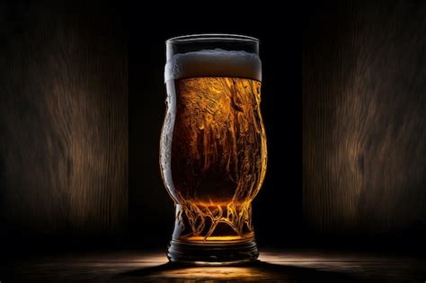 Premium Ai Image Beautiful Beer With Foam In Classic Beer Glass In Dark Scene Neural Network