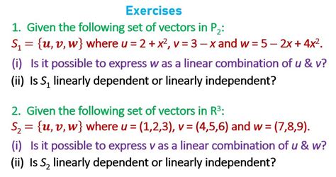 Solved Exercises Given The Following Set Of Vectors In P Chegg