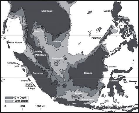 Map Showing Two Different Generalized Bathymetric Levels From 40 And